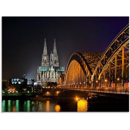 Artland Glasbild &raquo;K&ouml;lner Dom mit Br&uuml;cke&laquo; Deutschland 1 Stk. tlg. in verschiedenen Gr&ouml;&szlig;en schwarz B/H/T: 80cm x 60cm, Glasbild Deutschland, 1 Stk.
