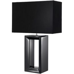 Searchlight Tischleuchte &raquo;Mirror Table Lamp - Smoked Mirrored Glass & Black Faux Silk&laquo; E27 1 Stk. schwarz 1, H: 58cm, 1 Stk.