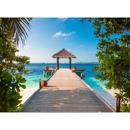 papermoon Fototapete &raquo;Maldives Jetty&laquo; glatt bunt Vlies B/L: 3m x 2,23m, Bahnen: 6 Stk.