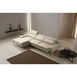 Egoitaliano Ecksofa &raquo;Princess, elegantes Designsofa mit erstklassigem Sitzkomfort, L-Form&laquo; mit Recamiere, inkl. Kopfteilverstellung, edle Designmetallf&uuml;&szlig;e wei&szlig; 