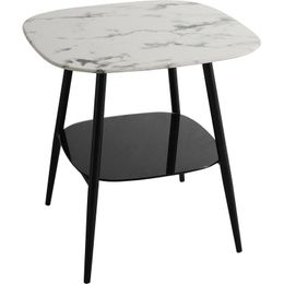 M&ouml;bilia Beistelltisch &raquo;Alannah&laquo; Tischplatte in Marmoroptik schwarz-wei&szlig; Platte Glas in Marmoroptik, Gestell pulverbeschichtetes Metall B/H/T: 55cm x 55cm x 