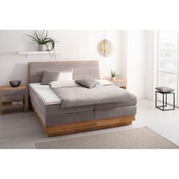 OTTO home Boxspringbett &raquo;Jenna&laquo; ohne LED-Beleuchtung, mit zertifizierten, recycelten Bezugsstoffen grau Polyester Struktur (recyceltes Polyester) 