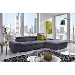 Sit & More sit&more Ecksofa &raquo;Valantine L-Form, B: 286 cm&laquo; mit Arm- & Kopfteilverstellung, optional mit Schlaffunktion grau 100% Polyester;Luxus-Kunstleder/
