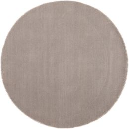 CarpetFine Wollteppich &raquo;Gabbeh Lola Uni&laquo; rund 14 mm H&ouml;he mit nat&uuml;rlichem Pflanzenmaterial von Hand gewebt, auch als L&auml;ufer grau Wolle &Oslash; 60cm 1 Stk., 