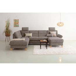 OTTO home Wohnlandschaft &raquo;Westerland U-Form&laquo; Federkern, wahlweise Schlaffunktion, Stauraum und Armlehn-Verstellung braun 100% Polyester B/H/T: 303cm x