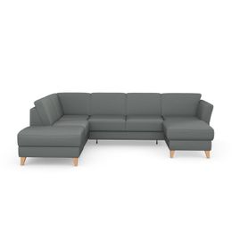 Sit & More sit&more Wohnlandschaft &raquo;Visby U-Form&laquo; wahlweise mit Schlaffunktion und Stauraum, frei im Raum stellbar grau B/H/T: 303cm x 87cm x 213cm, Chenille, 