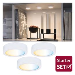 Paulmann Unterschrankleuchte &raquo;Clever Connect Disc 3x2,1W 12 VADC 2700-6500K 12V Wei&szlig; matt/Kunststoff&laquo; 3 Stk. Tageslichtwei&szlig; Starter-Set wei&szlig; 3, &Oslash; 6,5cm H: 