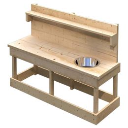 Konifera Outdoor-Spielk&uuml;che &raquo;Joni&laquo; BxT: 119x44 cm, inkl. Topfset beige Edelstahl, Holz Einheitsgr&ouml;&szlig;e