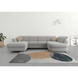 Sit & More sit&more Wohnlandschaft &raquo;Apulia U-Form&laquo; wahlweise Schlaffunktion, Bettkasten und Kopf- und Armteilverstellung silber Webstoff (100% Polyester);