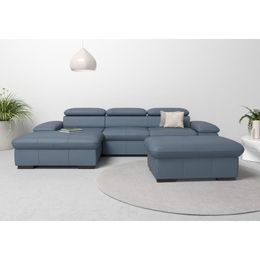 OTTO home Ecksofa &raquo;Alberto L-Form&laquo; mit Kopfteilverstellung, wahlweise mit Schlaffunktion blau Luxus-Microfaser Lederoptik (100% Polyester);Luxus-