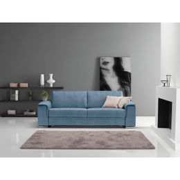 Egoitaliano 2,5-Sitzer &raquo;Cecilia, modern & elegant, erstklassiger Sitzkomfort, Breite 234cm&laquo; mit verchromten Metallf&uuml;&szlig;en blau Luxus-Micofaser Lederoptik (100% 