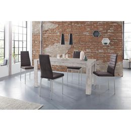 OTTO home Essgruppe &raquo;Lynn160/Kate&laquo; Set, 5 Stk. tlg. Tisch mit 4 St&uuml;hlen, Belastbarkeit 120 KG grau B/H/T: 160cm, Microfaser