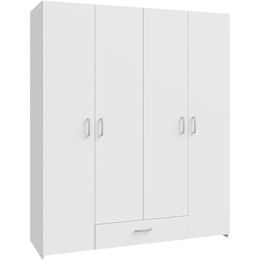 FORTE Kleiderschrank &raquo;Econobox&laquo; Dreht&uuml;renschrank, zeitloses Design mit alufarbigen Griffen. wei&szlig; Holzwerkstoff weiss, B/H/T: 159,1cm x 190,5cm x 