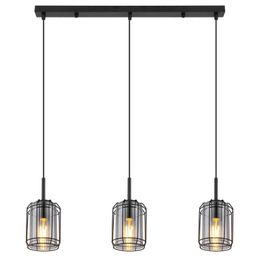 Globo LIGHTING H&auml;ngeleuchte &raquo;KAMMI&laquo; E27 1 Stk. H&auml;ngelampe/Pendelleuchte/Glas rauchfarben/H&ouml;he k&uuml;rzbar/Esstisch schwarz 1 Stk.