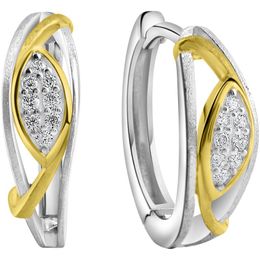 Firetti Damen Paar Creolen &raquo;Schmuck Geschenk Silber 925 Ohrschmuck Ohrringe bicolor&laquo; mit Zirkonia (synth.) gold 15mm, Silber 925 (Sterlingsilber)