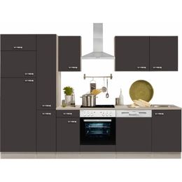 Optifit K&uuml;chenzeile &raquo;Faro&laquo; Breite 300 cm, wahlweise mit E-Ger&auml;ten, mit Apothekerschrank grau B/H/T: 300cm x 60cm, ohne E-Ger&auml;te