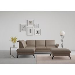 Sit & More sit&more Ecksofa &raquo;Fashion L-Form&laquo; wahlweise mit Kopfteilverstellung und Vorziehsitz, motorisch grau B/H/T: 250cm x 84cm x 207cm, Luxus-Microfasermit 