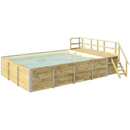 Weka Rechteckpool &raquo;595 Gr. 2 mit Sonnendeck und Technikraum&laquo; BxLxH: 416x644x116 cm, verschiedene Folienfarben braun &Oslash;/B/H/L: Breite 416cm x H&ouml;he 116cm