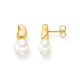 Thomas Sabo Damen Thomas Sabo Paar Ohrstecker &raquo;Natural Beauty Ohrstecker kleine, Bold Elegance&laquo; mit S&uuml;&szlig;wasserzuchtperle gold Perlen Silber 925 (