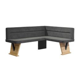 Home Affaire Eckbank &raquo;Laros&laquo; Bezug in verschiedenen Qualit&auml;ten und Farben grau Holzwerkstoff, Massivholz B/H/T: 182cm x 87,5cm x 141cm, Microfaser, 