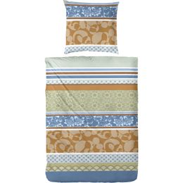 Primera Bettw&auml;sche &raquo;Feinbiber-Bettw&auml;sche&laquo; 2 Stk. samtweich und nat&uuml;rlich aus reiner Baumwolle blau Renforc&eacute;, Obermaterial: 100% Baumwolle B/L: 155cm x 220cm, 