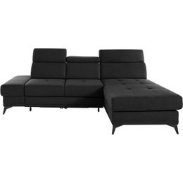 OTTO home Ecksofa &raquo;Cardiz L-Form&laquo; inkl.Kopfteilverstellung und Federkern wahlweise mit Schlaffunktion grau Webstoff (100% Polyester);Luxus-Microfaser 