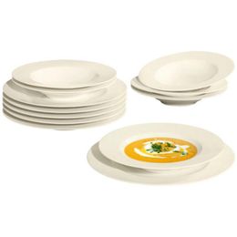 Seltmann Weiden Tafelservice &raquo;Teller Set, Geschirr-Set Zo&egrave;&laquo; Suppenteller, Made in Germany, 12 Teile, f&uuml;r 6 Personen beige Porzellan 12 Stk.