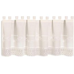 GERSTER Scheibengardine &raquo;Josef&laquo; Schlaufen 1 Stk. tlg. HxB: 45x150, mit Spitzenabschluss beige Polyester 45cm, Schlaufen, 150cm