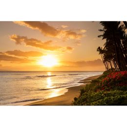 papermoon Fototapete &raquo;Tropical Sunset Kaanapali Beach&laquo; glatt bunt Vlies B/L: 1,5m x 1,11m, Bahnen: 7 Stk.