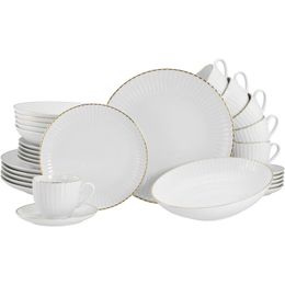 Creatable Kombiservice &raquo;Allegra Goldband, Service 30-tlg.&laquo; Klassisch, Elegant, Von Hand gemalter Goldrand Porzellan 30