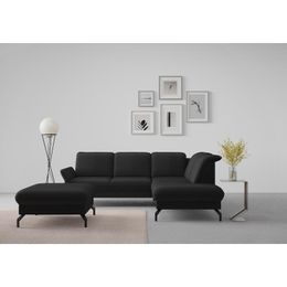 Sit & More sit&more Ecksofa &raquo;Fashion L-Form&laquo; wahlweise mit Kopfteilverstellung und Vorziehsitz, motorisch schwarz B/H/T: 250cm x 84cm x 207cm, Luxus-Microfaser 