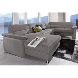 Sit & More sit&more Wohnlandschaft &raquo;Top Ascara U-Form&laquo; inklusive Boxspring/Federkern-Polsterung, wahlweise mit Schlaffunktion grau NaturLeder in Sitz und R&uuml;cken,