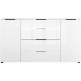 Kommode &raquo;Style&laquo; mit Glasfronten, mit Metallgriffen, melaminbeschichtet wei&szlig; Glas, Holzwerkstoff, Metall, Sicherheitsglas ESG B/H/T: 180cm x 98,7cm x 