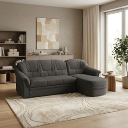 OTTO home Ecksofa &raquo;Nyborg 234 x 142 cm, stabil, komfortabel, formsch&ouml;n mit Steppungen&laquo; L-Form, aus pflegeleichtem, weichen Microfaser Bezug grau 100% 