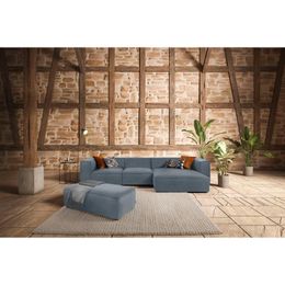 W.Schillig Ecksofa &raquo;around-the-block Mega Sofa, viel Platz und hoher Sitzkomfort, L-Form&laquo; mit eleganter Biese, mit Federkern, Breite 341 cm blau 