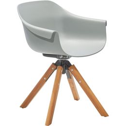 Musterring 4-Fu&szlig;stuhl &raquo;Freilicht Schalenstuhl&laquo; () 2 Stk.Drehbar und in 4 Farben erh&auml;ltlich f&uuml;r flexible Sitzmomente grau Kunststoff, Massivholz B/H/T: 64cm x 