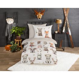 Good Morning Kinderbettw&auml;sche &raquo;Svenmu&laquo; 2 Stk. Flanell Biber, 135x200, Warm, Rei&szlig;verschluss, Wende, Kind, Tier bunt Flanell, Obermaterial: 100% 