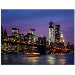 Artland Glasbild &raquo;Brooklyn Bridge&laquo; Amerika 1 Stk. tlg. in verschiedenen Gr&ouml;&szlig;en lila B/H/T: 60cm x 45cm, Glasbild Amerika, 1 Stk.