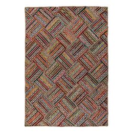 Kayoom Teppich &raquo;Tulum 355&laquo; rechteckig 8 mm H&ouml;he Kurzflor, Handgeknotet, Vegan, Fu&szlig;bodenheizungsgeeignet, Wohnzimmer bunt Baumwolle B : 160cm 1 Stk., 8mm, L: 