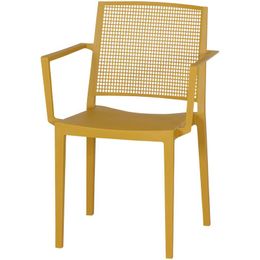 siena GARDEN Gartensessel &raquo;Square 2er Set Stapelsessel mustard&laquo; Set, 2 Stk. tlg. Gestell, Polypropylen/Glasfaser B/H/T: 57cm x 81cm x 56cm
