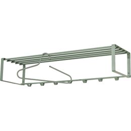 SPINDER DESIGN Garderobenleiste &raquo;REX&laquo; Wandgarderobe aus Stahl mit Hutablage und 5 bzw. 7 Haken gr&uuml;n Stahl B/H/T: 100cm x 19cm x 29cm