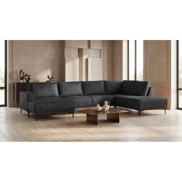 OTTO home Wohnlandschaft &raquo;OLAND Luxus-Microfaser U-Form, XXL, B: 345 cm, Skandi-Design&laquo; U-Form, 345 cm, Wellenunterfederung, Skandi-Design, Metallf&uuml;&szlig;e