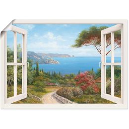 Artland Wandbild &raquo;Fensterblick - Haus am Meer I&laquo; Fensterblick 1 Stk. tlg. als Leinwandbild, Poster in verschied. Gr&ouml;&szlig;en wei&szlig; B/H/T: 100cm x 70cm, Poster 