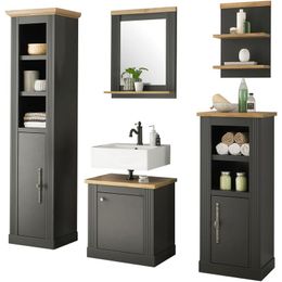 OTTO home Badm&ouml;bel-Set &raquo;WESTMINSTER, Bad im Landhausstil, 5-teiliges Badezimmer&laquo; 5 Stk. tlg. grau B/H/T: 200cmcm x 203cmcm x 46cmcm