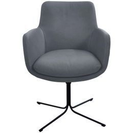K+w Komfort & Wohnen K+W Komfort & Wohnen Esszimmerstuhl &raquo;Pego Drehstuhl&laquo; () filigranem 4-Fu&szlig;-Gestell in schwarz blau B/H/T: 59cm x 84cm x 65cm, Microfaser 925