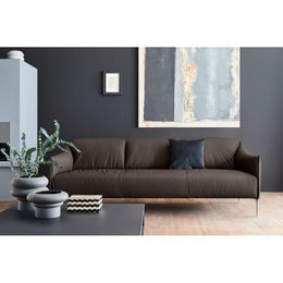 W.Schillig 3-Sitzer &raquo;sally Design-Sofa, Loungesofa, bequem, schmale Armlehnen, Breite 224cm&laquo; mit Metallf&uuml;&szlig;en in Chrom gl&auml;nzend, Breite 224 cm braun 
