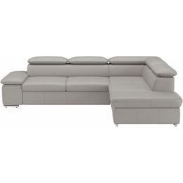 Sit & More sit&more Ecksofa &raquo;Valantine L-Form, B: 272 cm, Leder, mit Arm- und Kopfteilverstellung&laquo; optional Schlaffunktion, Komfortsofa, modern grau NaturLEDER ;