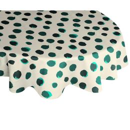 Adam Tischdecke &raquo;Dots&laquo; aus Leinen und Bio-Baumwolle gr&uuml;n Bio-Baumwolle, Leinen B/L: 145cm x 145cm, 1 Stk., rund