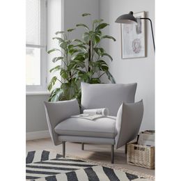 OTTO home Sessel &raquo;Stine Cocktailsessel&laquo; Besonderes Design durch Kissenoptik und Keder grau Struktur (100% Polyester);Struktur weich (85% Polyester/15%