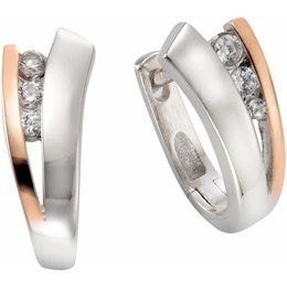 Firetti Damen Paar Creolen &raquo;Schmuck Geschenk Silber 925 poliert rhodiniert Bicolor&laquo; mit Zirkonia (synth.) rosa 13mm, Silber 925 (Sterlingsilber)